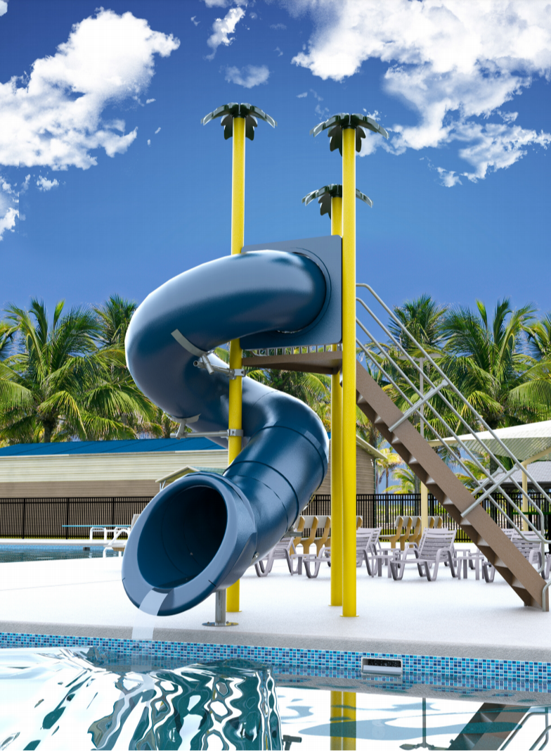 Spectrum Aquatics Single Flume Triangle Deck Poolside Slides – Light As ...