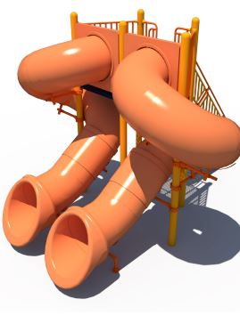 Spectrum Aquatics Double Flume 360°/360° Half Hex Deck Poolside Slides ...